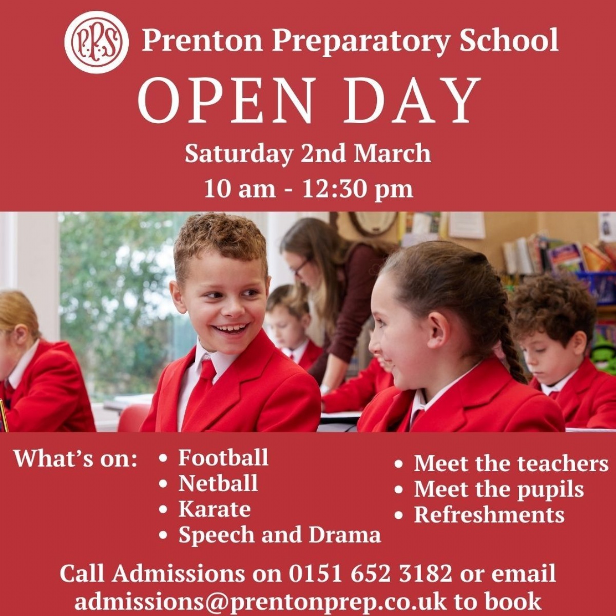 Prenton Preparatory School - Open Day - Saturday 2nd March 2024